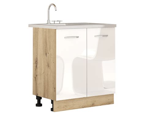 Кухненски шкаф за мивка Лорен B3 80 см Mdf Бял гланц Артизан Мебели Венус