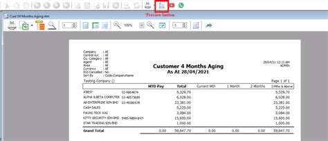 Print Customer Aging Report Estream Software