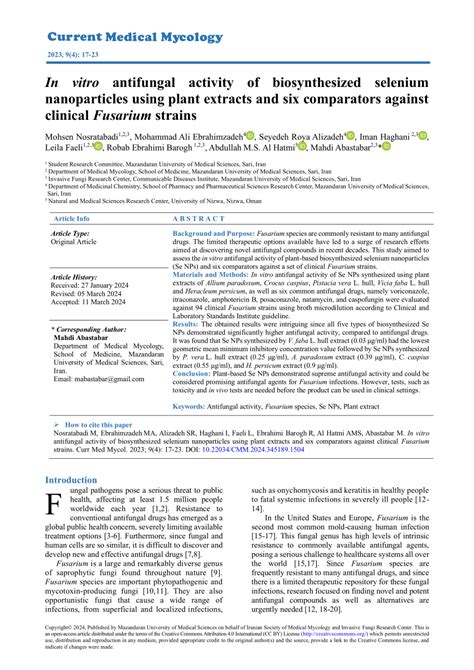 Pdf In Vitro Antifungal Activity Of Biosynthesized Selenium Nanoparticles Using Plant Extracts