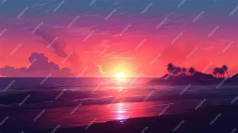 Premium Photo A Sunset With A Pink Sunset In The Background