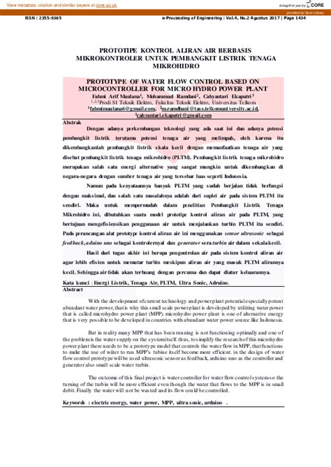Pdf Prototipe Kontrol Aliran Air Berbasis Mikrokontroler Untuk