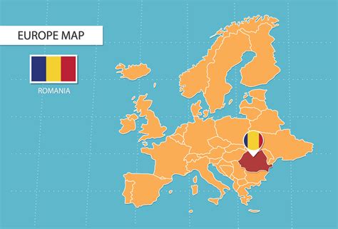 Mapa De Rumania En Europa Iconos Que Muestran La Ubicación Y Las