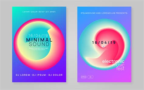 네온 이벤트 프리젠 테이션 디자인을위한 우아한 패턴 전기 및 전시 템플릿 브라이트 하우스 플라이어 브로셔를 위한 트렌디한 예술 레인보우 네온 이벤트 Dj에 대한 스톡 벡터