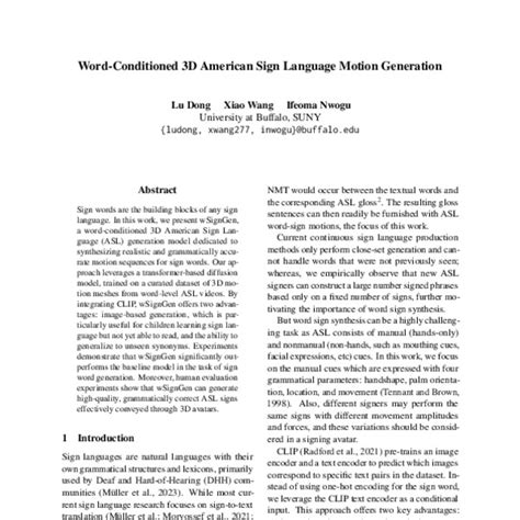 Word Conditioned 3d American Sign Language Motion Generation Acl Anthology