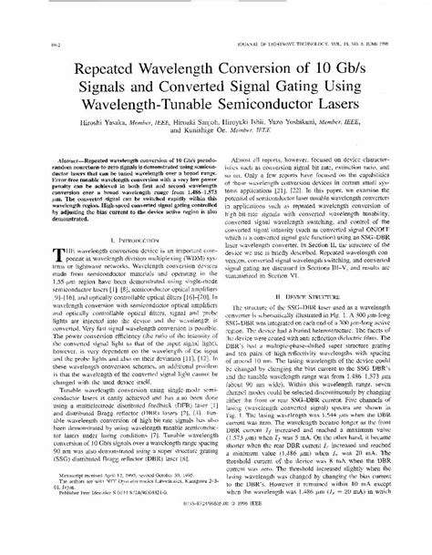 Pdf Repeated Wavelength Conversion Of 10 Gbs Signals And Converted Signal Gating Using