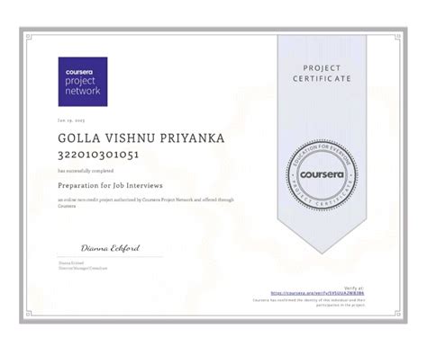 Golla Vishnu Priyanka On Linkedin Thankyou Coursera