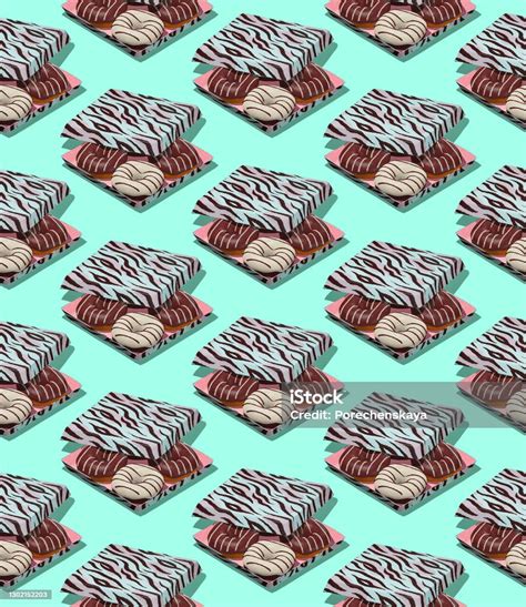 원활한 등분성 3d 렌더 패턴 상자에 초콜릿 모듬 도넛 최소한의 디자인 도넛 애호가 레스토랑 베이커리 사탕 가게 음식 배달 개념 0명에 대한 스톡 사진 및 기타 이미지