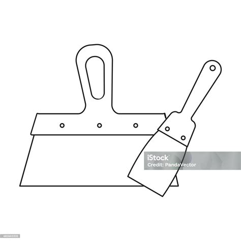 퍼 티 나이프 흰색 배경에 고립 개요 스타일에서 아이콘 구축 하 고 기호 주식 벡터 일러스트 레이 션을 복구 합니다 기업 재무와 산업에 대한 스톡 벡터 아트 및 기타 이미지