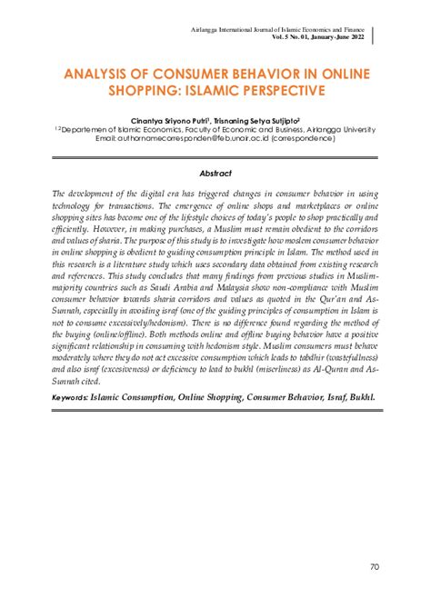 Pdf Analysis Of Consumer Behavior In Online Shopping Islamic Perspective