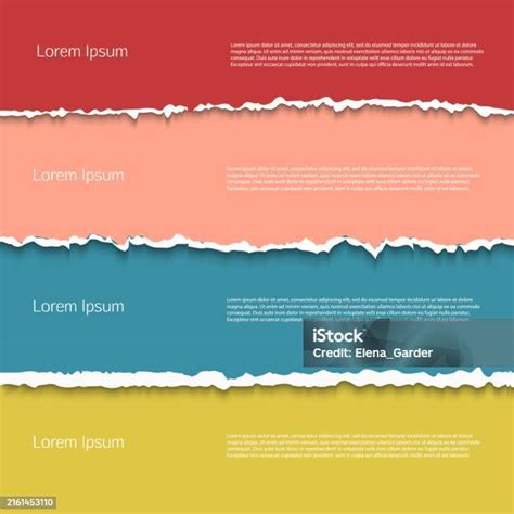 찢어진 페이지 부드러운 그림자가 있는 수평 찢어짐 종이 시트 벡터 일러스트 레이 션 가장자리에 대한 스톡 벡터 아트 및 기타