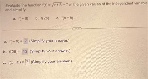 Solved Evaluate The Function Frr827 ﻿at The Given