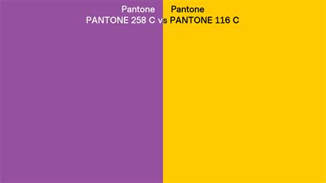 Pantone 258 C Vs Pantone 116 C Side By Side Comparison