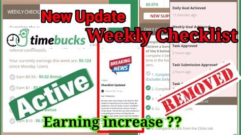 Timebucks Weekly Checklist Update Timebucks New Update Daily Goal Checklist Remove