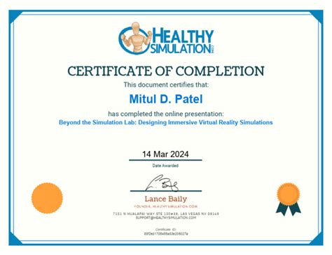 Vr Simulation Design Certificate Pdf