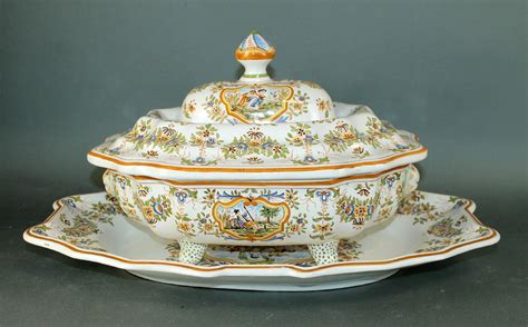 Lot French Lallier Moustiers Faience Lidded Tureen With Platter