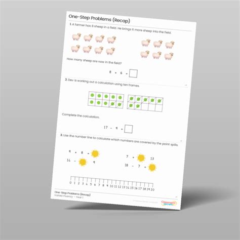 Year 1 One Step Problems Recap Reasoning And Problem Solving Resource Classroom Secrets