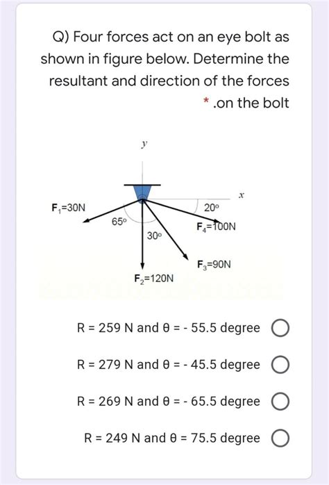 Answered Q Four Forces Act On An Eye Bolt As Bartleby
