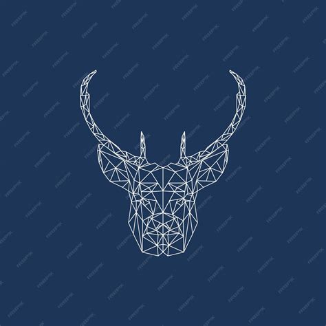 Premium Vector White Deer Head Line Art Polygonal Geometric Logo