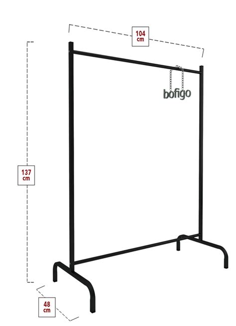 Bofigo ტანსაცმლის მეტალის საკიდი შავი 137 X 104 X 48 სმ Veli Store