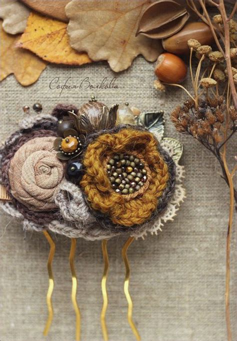 Горчичный гребень Цветы своими руками Украшения из ткани Мягкая скульптура