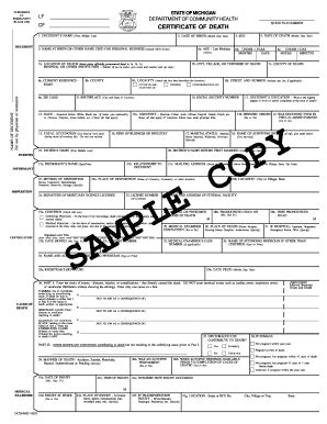 Michigan Death Certificate Example Complete With Ease Airslate Signnow