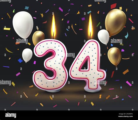 Happy Birthday Years 34 Anniversary Of The Birthday Candle In The