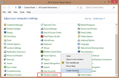 Create A Shortcut To ‘windows Update In Windows 81
