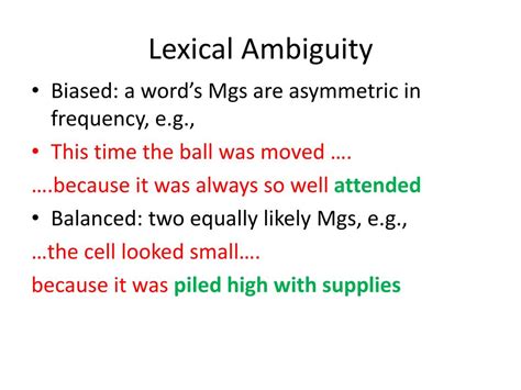 Ppt Lexical Ambiguity In Sentence Comprehension Powerpoint Presentation Id 6690933
