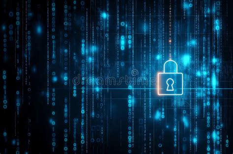 A Visually Stunning Representation Of Digital Security Featuring Glowing Binary Codes And A Lock
