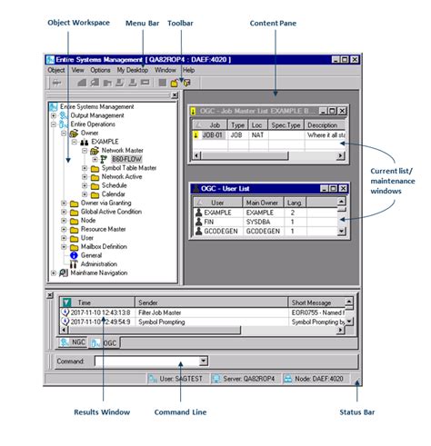 elements of the main application window