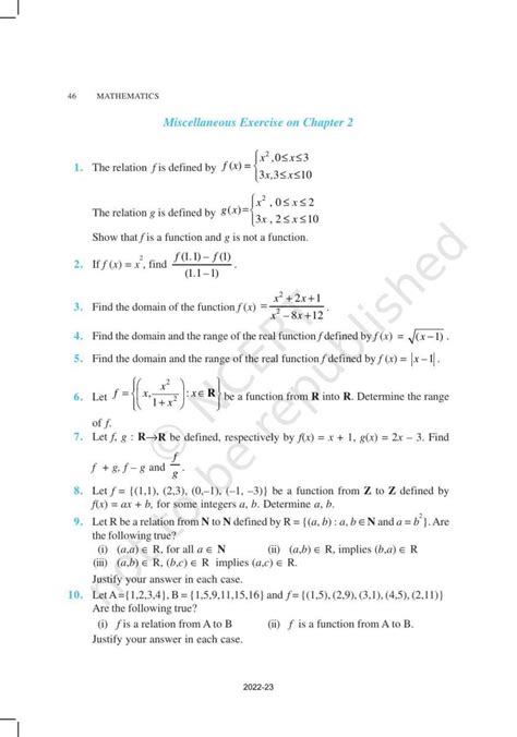 Ncert Book For Class 11 Maths Chapter 2 Relations