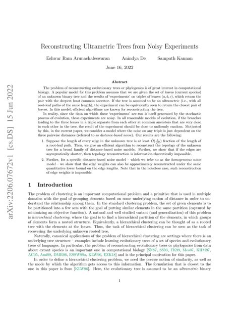 Reconstructing Ultrametric Trees From Noisy Experiments Deepai
