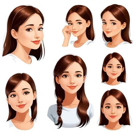 Girlliking Vector Set White Background Isolated Premium Ai Generated