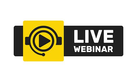 라이브 웨비나 블랙 옐로우 벡터 아이콘 원에 기호 재생 온라인 교육 번역 기호 E러닝 코스 픽토그램 Brand Name Video Game에 대한 스톡 벡터 아트 및 기타