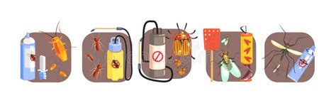 Insect Control And Parasite Extermination Chemical Vector Set Stock