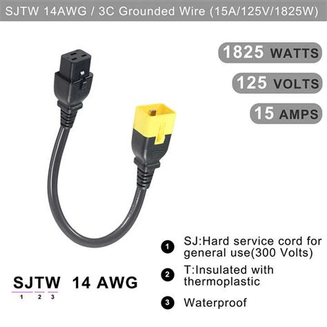 Yellow Lock Connector Iec C Male To C Female Power Cord Extension Cable For Ups Pdu