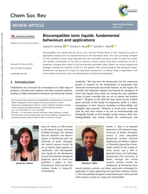 Pdf Biocompatible Ionic Liquids Fundamental Behaviours And Applications