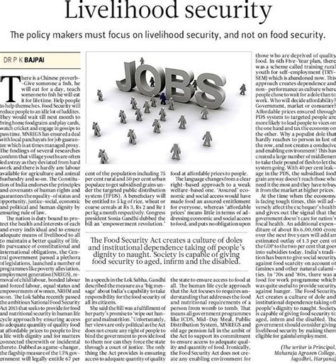 Pdf Livelihood Security