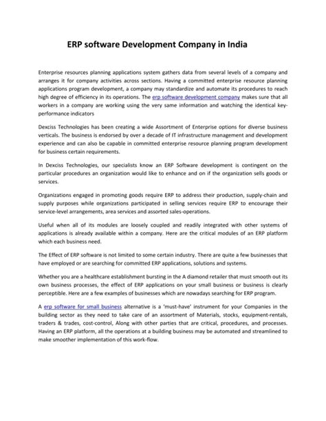 ppt erp software development company powerpoint presentation free