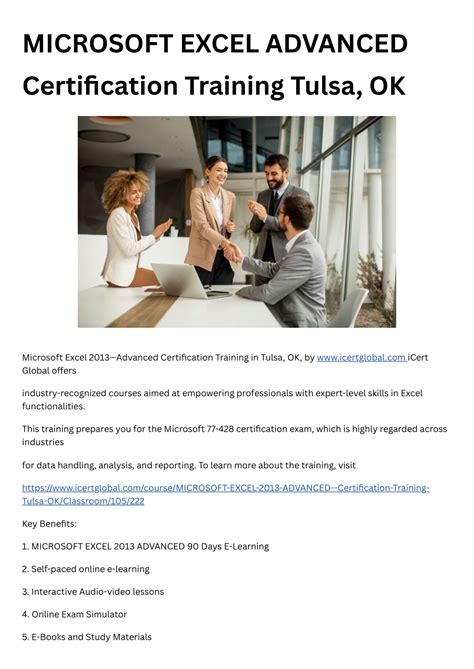Ppt Microsoft Excel Advanced Certification Training Tulsa Ok