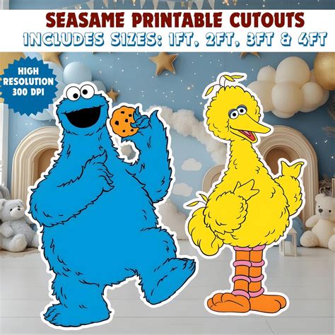 Sesame Street Big Bird Cookie Monster Standees Life Size Party Prop
