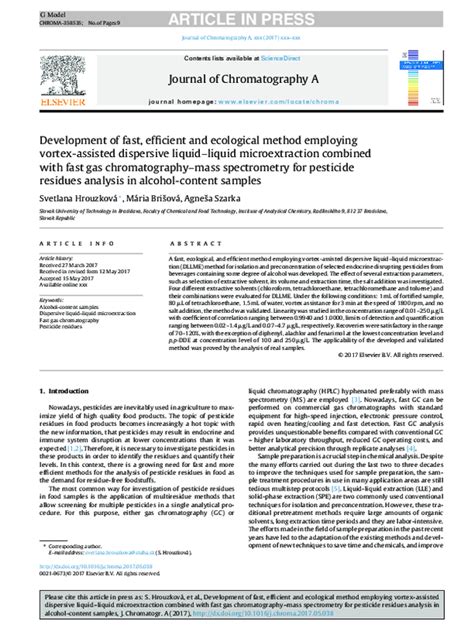 Pdf Development Of Fast Efficient And Ecological Method Employing