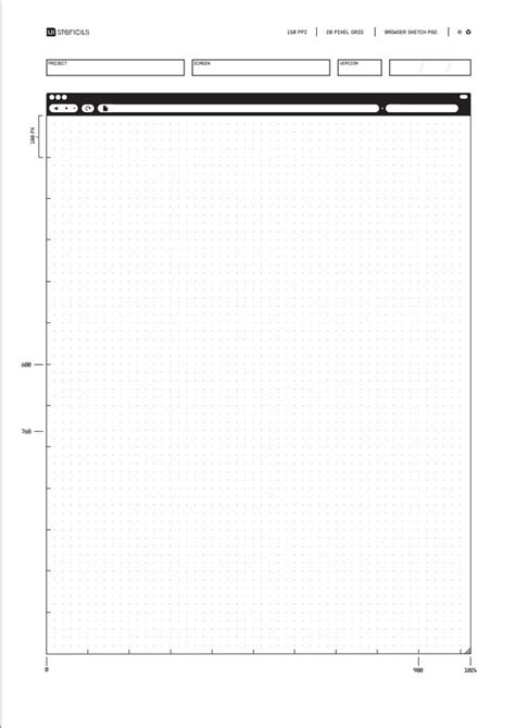 Free Downloadable Web Browser Wireframing Template A4 Size Web Design User Interface Design