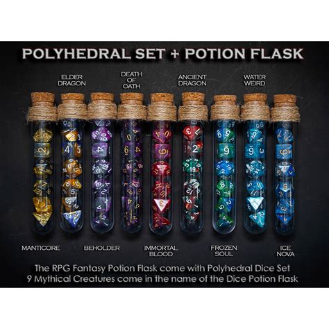 Potion Flask With Dice Set Of 7 ลูกเต๋า Dice For Dnd Dandd Mtg Rpg Trpg