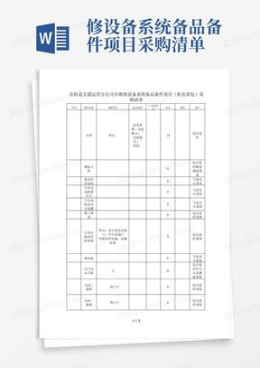 备品备件及专用工具表Word模板下载 编号qazdoanr 熊猫办公