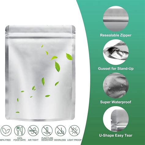 Badu Bg 50 опаковки Mylar торбички за съхранение на храна с кислородни абсорбери Mylar торбички