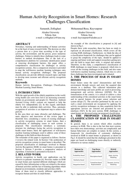 Pdf Human Activity Recognition In Smart Homes Research Challenges Classification