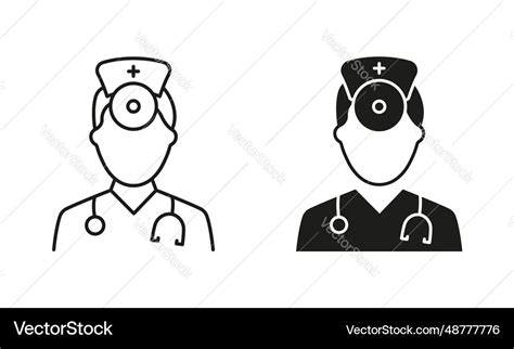 Otolaryngologist Doctor Line And Silhouette Black Vector Image