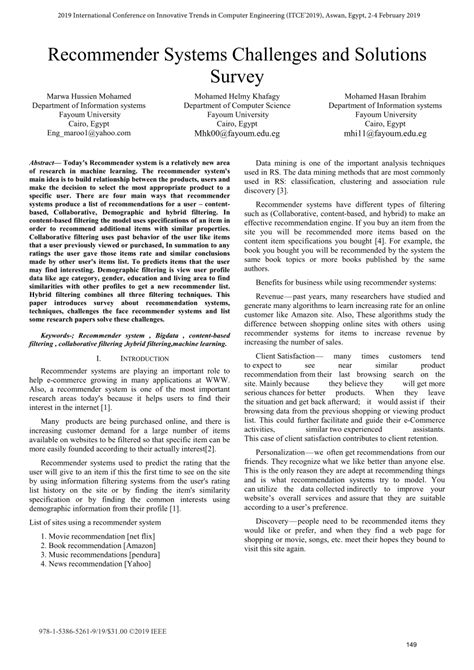 PDF Recommender Systems Challenges And Solutions Survey