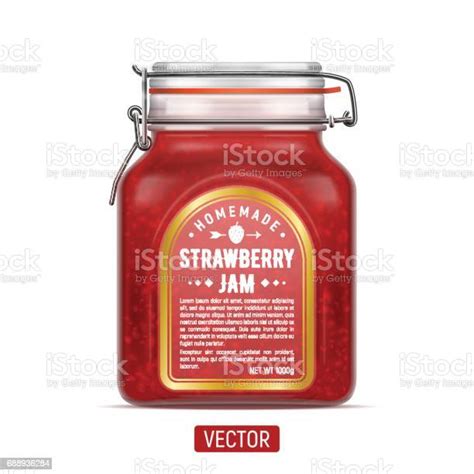 벡터 베일 스퀘어 스윙 톱 뚜껑 유리 항아리 셔 서 흰색 배경에 고립 된 딸기 잼으로 가득 합니다 설탕 조림 류에 대한 스톡 벡터 아트 및 기타 이미지 Istock